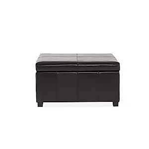 Christopher Knight Home Living Berkeley Brown Leather Square Storage Ottoman, Espresso