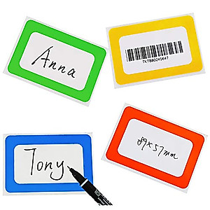 FungLam 4 Colors Plain Name Tag Stickers 200 Labels for Office, School, Teachers, Meeting and Mailing