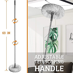 Dust Mop, Wall Cleaner Mop, with Hight Adjustable Handle and 1 Washable Mops Pad, Wet & Dry Floor Cleaning Mop for Hardwood, Tiles, Laminate, Vinyl - Dust Broom (Grey)