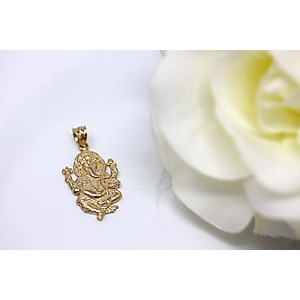 CaliRoseJewelry 10k Hindu Lord Ganesh Ganesha Elephant Hindu God of Fortune Charm Pendant in Yellow Gold