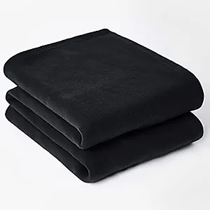 Dreamscene Large Warm Polar Fleece Blanket Twin Bed Soft Plush Sofa Microfiber Throw Over, Plain Black - 50" x 60" inch