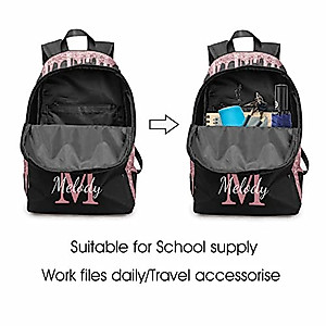 MyPupSocks Custom Rose Gold Sparkle Drips Black Backpack for Daughter Son, Personalized Initial Name Logo Bag Schoolbag Casual Daypack Travel Laptop Bag Backpack for Men Women Teens Travel Picnic