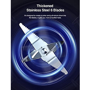 Yabano Countertop Blenders for Kitchen, Professional Electric Blender for Shakes and Smoothies, 2 Adjustable Speeds & Pulse Function, 6 Stainless Steel Blades & 50oz Jar, BPA Free, Easy to Clean