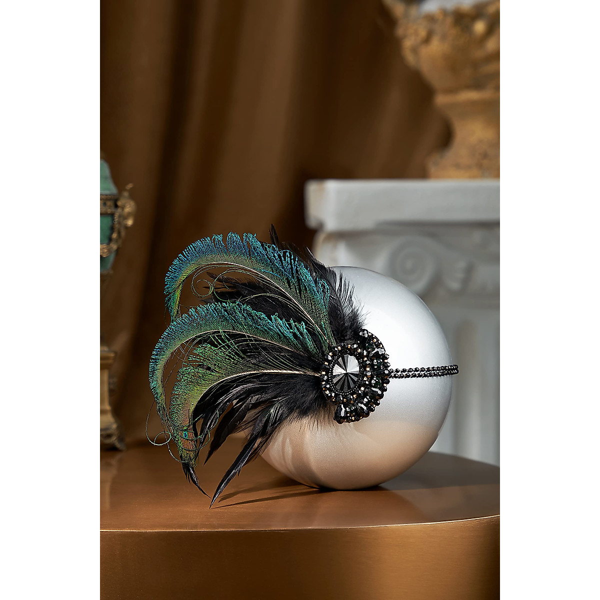 BABEYOND Vintage 1920s Flapper Headband Roaring 20s Great Gatsby Headpiece (Green)