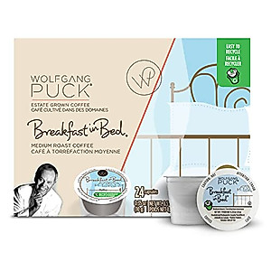Wolfgang Puck Coffee Single Serve Capsules, Medium Roast, Compatible with Keurig K-Cup Brewers, Breakfast in Bed, 24 Count