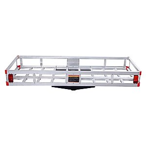 GOFLAME Aluminum Hitch Mount Cargo Carrier 60" x 22" Heavy Duty Luggage Basket Medical Rack Ramp Mobility and Equipment 500LBS Cargo Carrier for SUV, Truck, Car, Silver