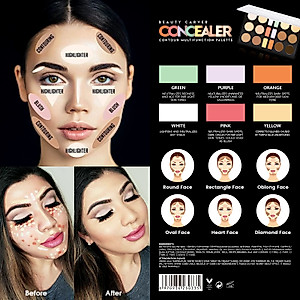 Cream Contour Concealer Palette,DE'LANCI 18 Color Contour Highlighting Makeup Palettes Kit,Contouring Pallet for Dark Circles,Redness,Natural Concealing Foundation Full Coverage,Cruelty Free