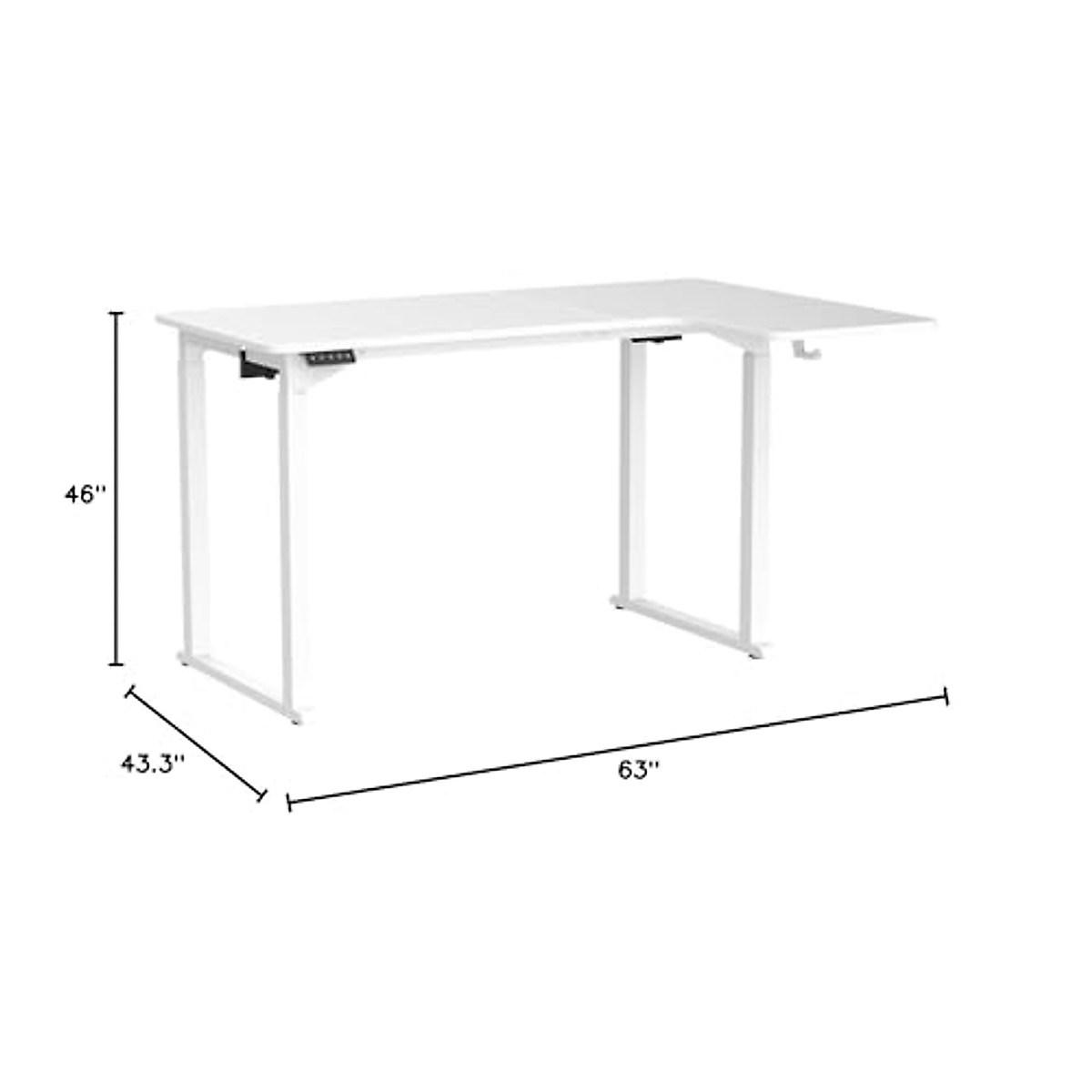 FLEXISPOT Dual Motor 4 Legs L Shaped Standing Desk Corner Desk Computer Electric Sit Stand Up Desk Height Adjustable Desk Home Office Table with Splice Board, 63x43 White