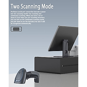 Perfiware HS1000 Barcode Scanner for Cash Register with 𝐒𝐞𝐫𝐢𝐚𝐥 𝐂𝐨𝐧𝐧𝐞𝐜𝐭𝐢𝐨𝐧, DC 2.1 or USB Cable for Power Supply,Serial Port for Data Transmission,𝐒𝐞𝐫𝐢𝐚𝐥 Barcode Scanner