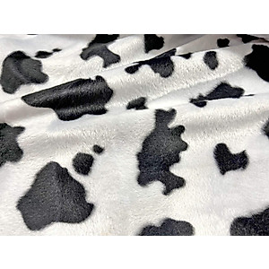 AMORNPHAN 58” Wide 100% Polyester Cow ฺHide Bull Ox Pattern Animal Print Short Pile Smooth Faux Fur Velboa S-Wave Fabric Craft Cloth Kid Sewing Crafting Decorative Pillow Covers for 1 Yard (Cow)