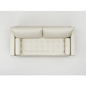 SILKIR 3-Person Sofa Couch for Living Room | Perfect for: Apartment/Studio/Office & Small Space | Poly Fabric | Fast and Easy Assembly Modern Contemporary Mid-Century, Faux Leather, White