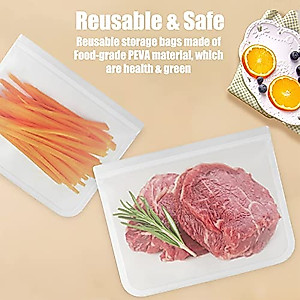 MIDELONG Reusable Food Bags BPA-Free leakproof Bags Freezer Resealable Silicone Storage Bags for Fruit Veggies Lunch Sandwich Snack(2 Large +2 Sandwich +2 Snack Bags), 6 Pack Total