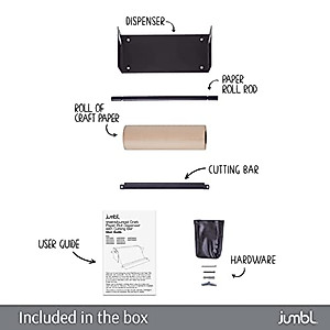 Jumbl 12” Wall Mounted Kraft Paper Dispenser | Hanging Paper Roll with Cutter for Kitchen, DIY Room, Office, Business, & More | Great for to-Do Lists, Menus, Grocery Lists, & Art Projects