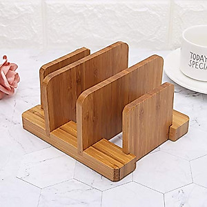 SPNEC Wooden Bamboo Cutting Board Storage Rack Pot Lids Holder Organizer Shelf Kitchen Decor