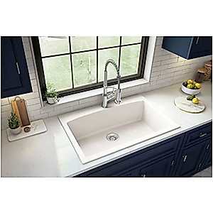 Karran QT-712 Drop-In Quartz Composite 33 in. 1-Hole Single Bowl Kitchen Sink in White