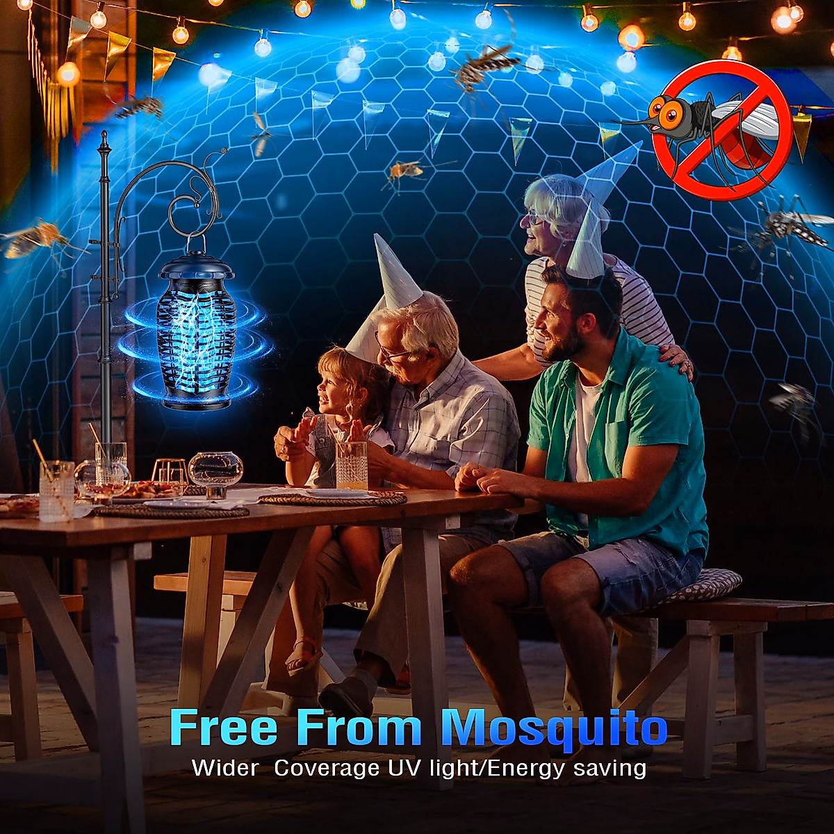 Bug Zapper Outdoor/Indoor, 4200V High Powered Electric Mosquito Zappers Killer, Waterproof Insect Fly Swatter Zapper Mosquito Trap, Fly Traps, Insect Killer for Home,Garden,Backyard, Camping, Black