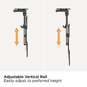 Mount Plus CM344 Flip Down TV and Monitor Roof Ceiling Swivel Mount | Fits Flat TV 23 to 55 Inches | VESA Compatible 200x200, 400x400 | Height Adjustable | Pitched Roof
