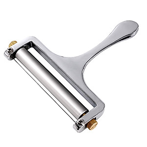 Metal Cheese Slicer Adjustable Thickness Wire Cheese Cutter for Semi-Hard Cheeses, Heavy Duty Wire Cheese Slicers (Silver)