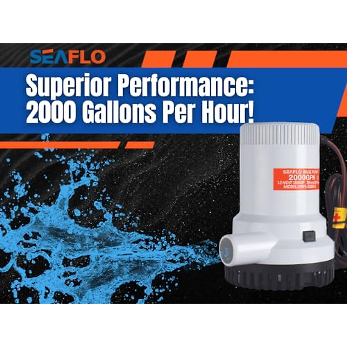 SEAFLO 01-Series 12v 2000 GPH Bilge Pump- 4 Year Warranty!