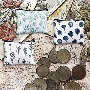 Silkfly 18 Pcs Small Canvas Coin Purse Cute Change Purse for Girls Zipper Coin Pouch Kids Mini Coin Bag Tiny Pouch for Women Keychain Key Holder, 9 Styles