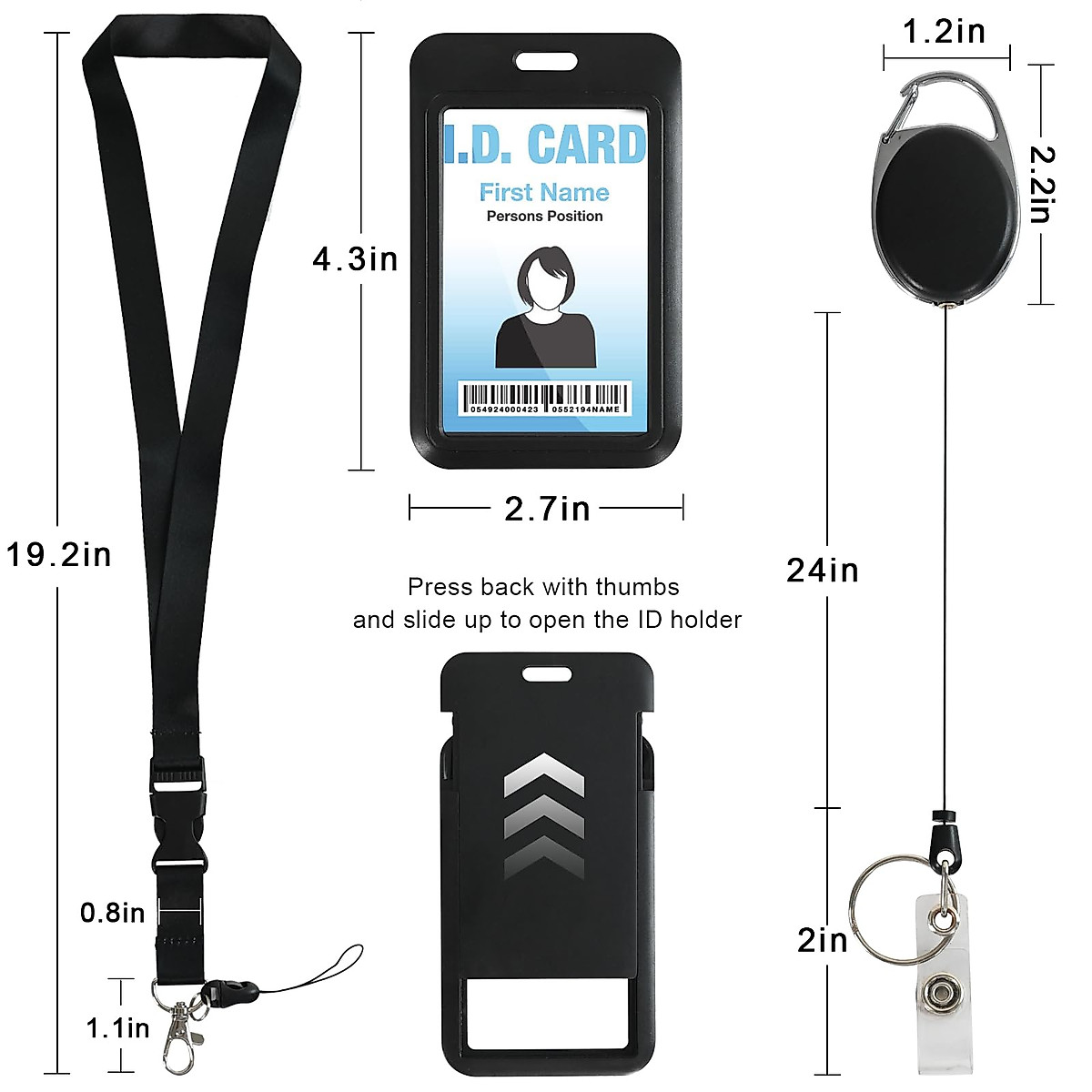 Retractable ID Badge Holder with Breakaway Lanyard,Heavy Duty Badge Reel,Detachable Keychain, Cruise Ship Cards Holder,for Nurse Officer Teacher Security Staff Women Men