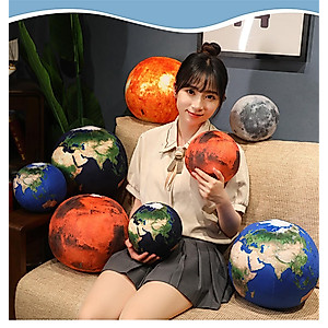 WeightedPlush 10in Blue Earth Planet Plush Pillow, Soft Realistic Mars Moon Sun Stuffed Animal Globe Plushies Toys Learning Science Astronomy Space Solar System Educational Stuffed (Moon)