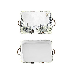 Joyestore Woodland Bear Fox Personalized Storage Bins Baskets Cubes Organizer with Handle for Shelves Closet Nursery Toy 1 Pack