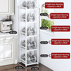 villertech 5 Tier Metal Storage Shelving Units Bathroom Standing Shelves Narrow Storage Rack Shelf for Kitchen Living Room Office Laundry Pantry White