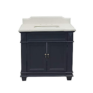 Elizabeth 36-inch Bathroom Vanity (Quartz/Marine Gray): Includes Marine Gray Cabinet with Stunning Quartz Countertop and White Ceramic Sink