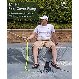 FLUENTPOWER Automatic Pool Cover Pump, 1/4 HP 2310GPH Submersible Water Removal Pump, with Check Valve Adapter, for Swimming Pool, Hot Tub, Boat Covers, Water Beds, Rooftop, Shallow Pit Water