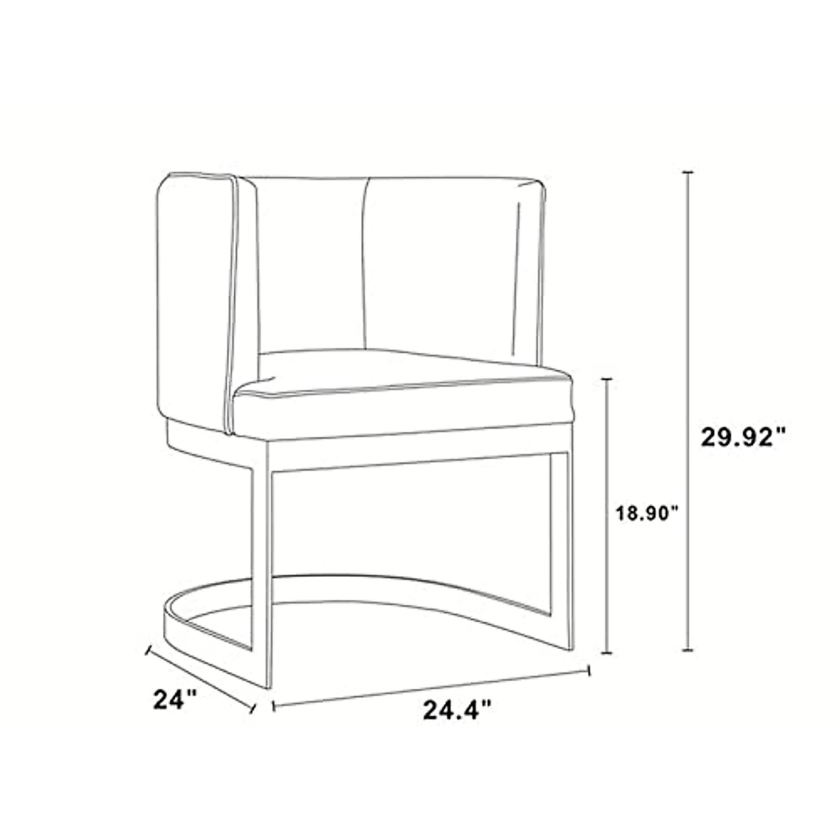 Manhattan Comfort Aura Mid Century Modern Velvet Dining Chair, Set of 2, Royal Blue