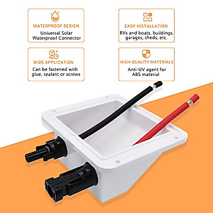 Triproton Solar Weatherproof ABS Double Cable Entry Gland for 0.33ft 10AWG Cable for Solar Project RV, Camper, Boat (0.33ft)