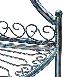 SAFAVIEH PAT5013C Outdoor Collection Abarrane Antique Blue Wrought Iron 4-Tier Corner Shelf