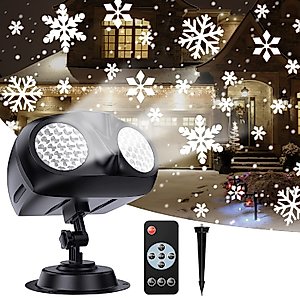 LUOWAN Christmas Snowflake Projector Lights, Waterproof LED Snowfall Spotlight Projector with Remote Control, Upgrade Rotating LED Snowfall Projection Lamp for Halloween Xmas Party Holiday Garden