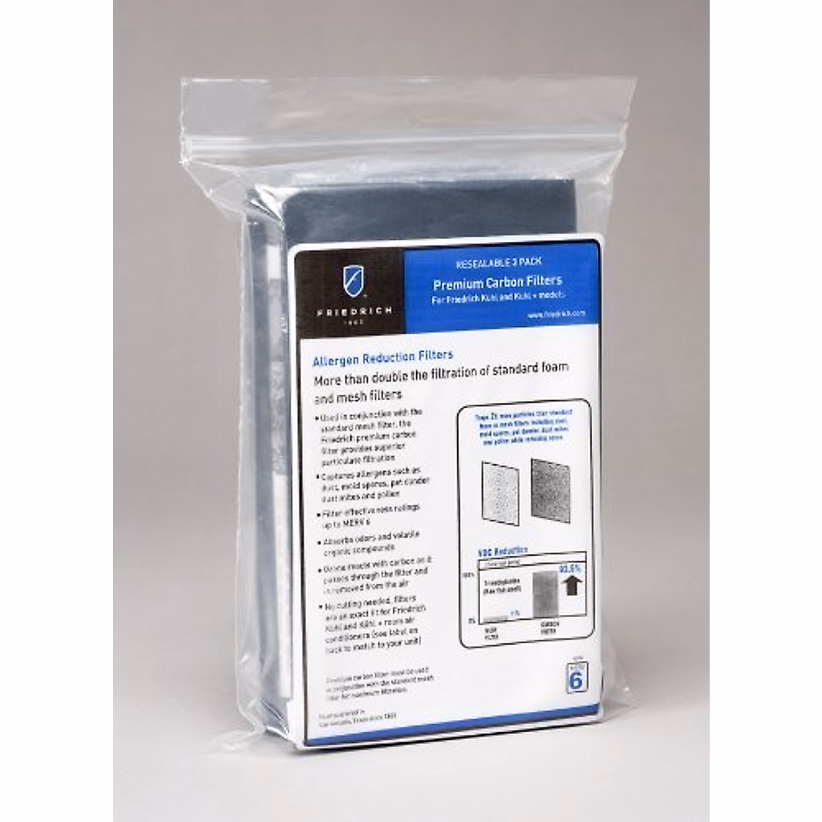 Friedrich KWCFS carbon filters - 3 pack for Kuhl and Kuhl+ series - S chassis models by Friedrich