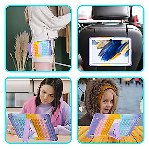 XZC Samsung Galaxy Tab A8 Case 10.5'' 2022 (SM-X200/X205/X207) Heavy Duty Shockproof Push Pop Cover with Pencil Holder/Carrying Shoulder Strap (Samsung Galaxy Tab A8 10.5 Inch 2022)