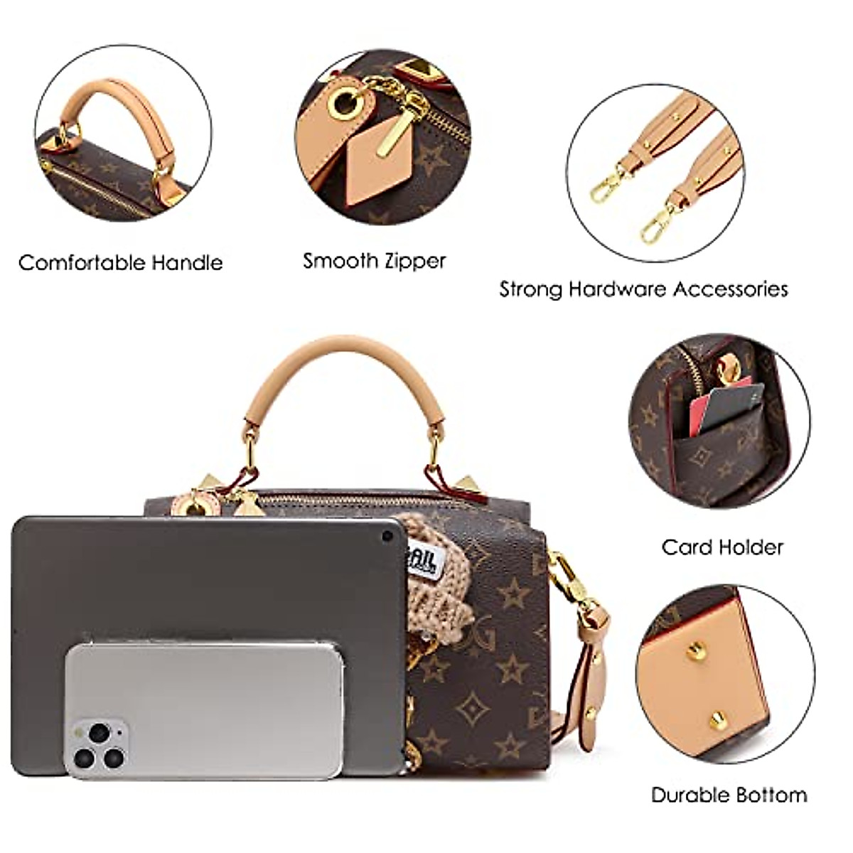 MESSGAIL Top Handle Satchel for Women Classic Shoulder Bag Designer Pochette with Wide Adjustable Strap