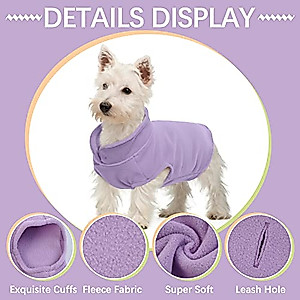 FUAMEY Dog Fleece Vest,Warm Sweatshirt Puppy Stretchy Sweater Pullover Dog Turtleneck Coat Dog Winter Jacket with Leash Hole,Doggie Dachshund Sweaters Yorkie Clothes for Small Medium Dogs