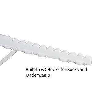 HOME SOLUTION Foldable Garment & Clothes Drying Rack, 2-Tier Adjustable Height, 60 Garments, Stainless Steel, Sturdy 4 Legs, Wheels