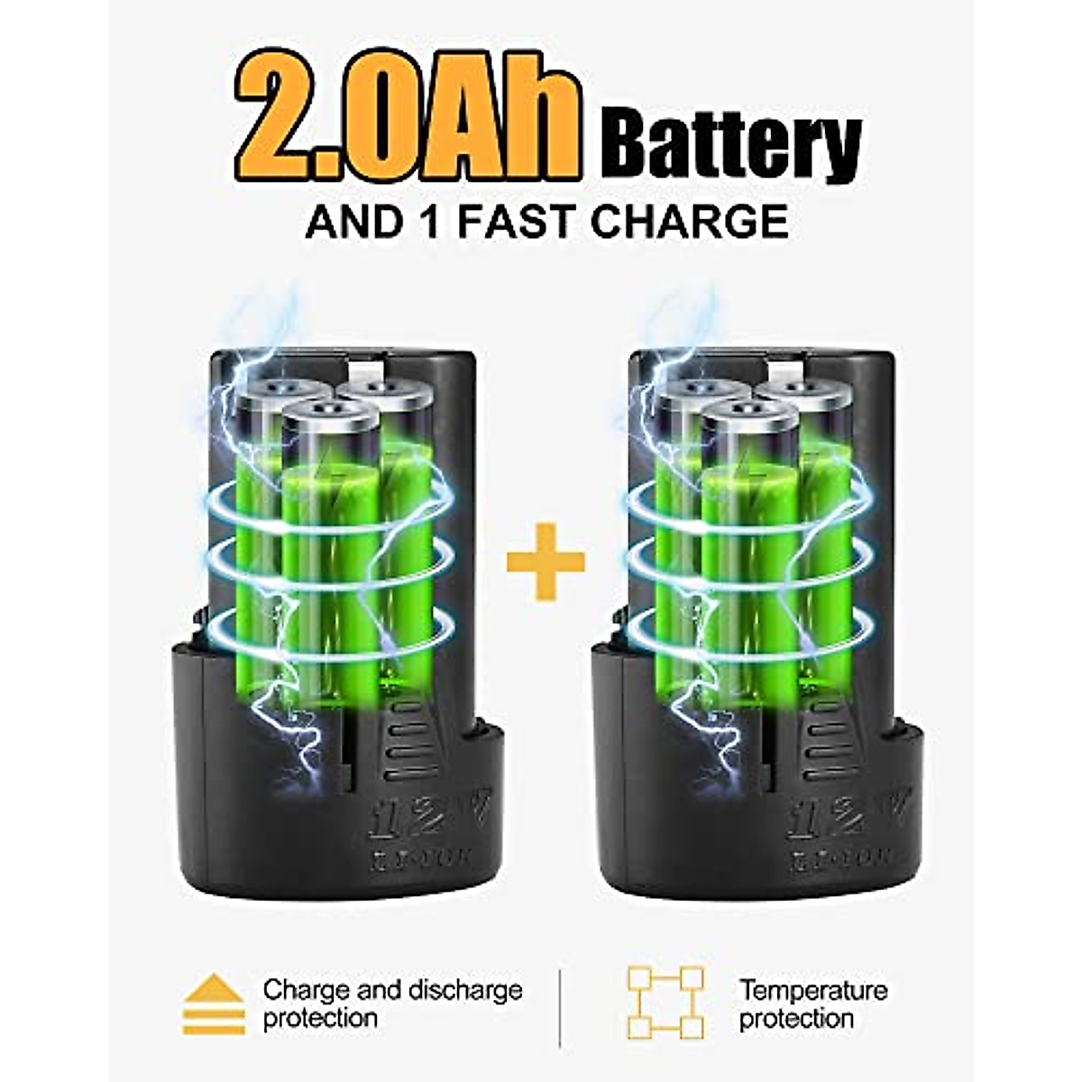 Adedad Cordless Electric Ratchet Wrench Set, 3/8" Power Ratchet Wrench, 40 Ft-lbs 400RPM 12V Battery Ratchet Tool Kit with 2 Pack 2.0Ah Lithium-Ion Battery and 1 Fast Charger