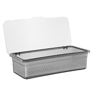 DOITOOL Flatware Tray with Lid and Drainer Kitchen Drawer Organizer, Kitchen Cutlery Tray and Utensil Drawer Organizer with Cover, Countertop Silverware Storage Container, 2.8x10x3.9
