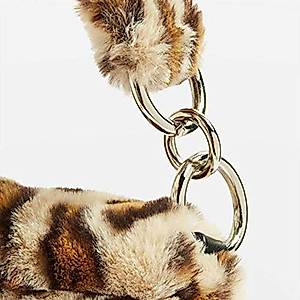 QTMY Faux Fur Tote Crossbody Bag,Shoudler Bag Purse Handbag for Women,Leopard Print