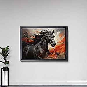 Majestic Black Stallion Galloping In The Clouds, Black Horse On Salt Flats, Canvas Print, Black Horse Print, Black Horse Wall Art