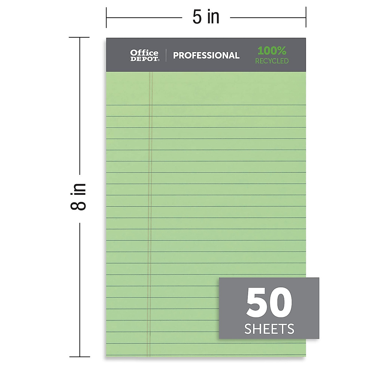 Office Depot Professional Legal Pad, 5in. x 8in., Assorted Colors, Narrow Ruled, 50 Sheets, 6 Pads/Pack, 99510