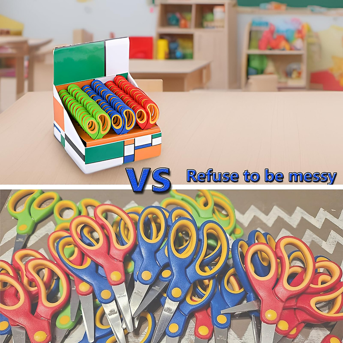 ELECKEY Scissors for School Kids Student, Kids Scissors 36 Count Bulk Set Teacher Pack(Rounded-tip, Blunt), 5 Inch