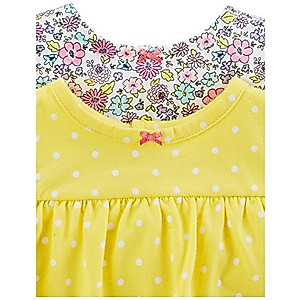 Simple Joys by Carter's Baby Girls' 3-Pack Romper, Sunsuit and Dress, Pink Dots/White Floral/Yellow Bird, 6-9 Months