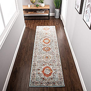 SUPERIOR Idalia Indoor Area Rug, Light Blue, 2' 3" x 8 Runner