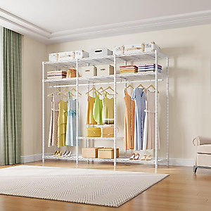 VIPEK V30 Heavy Duty Clothes Rack with 7 Adjustable Shelves & 2 Hang Rods, Portable Closet Rack, Metal Clothing Rack, Freestanding Wardrobe Closet for Hanging Clothes, Max Load 870lbs