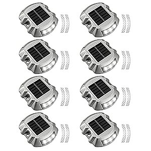 APONUO Solar Driveway Lights, Solar Dock Lights Outdoor Driveway Lighting IP67 Waterproof Outdoor Boat Dock Lamp for Driveway Stair Pathway Deck Cool White （8 Packs）