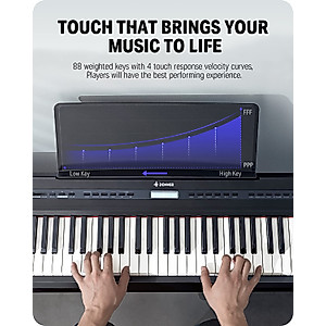 Donner DEP-20 Beginner Digital Piano 88 Key Full Size Weighted Keyboard, Portable Electric Piano with Furniture Stand, 3-Pedal Unit